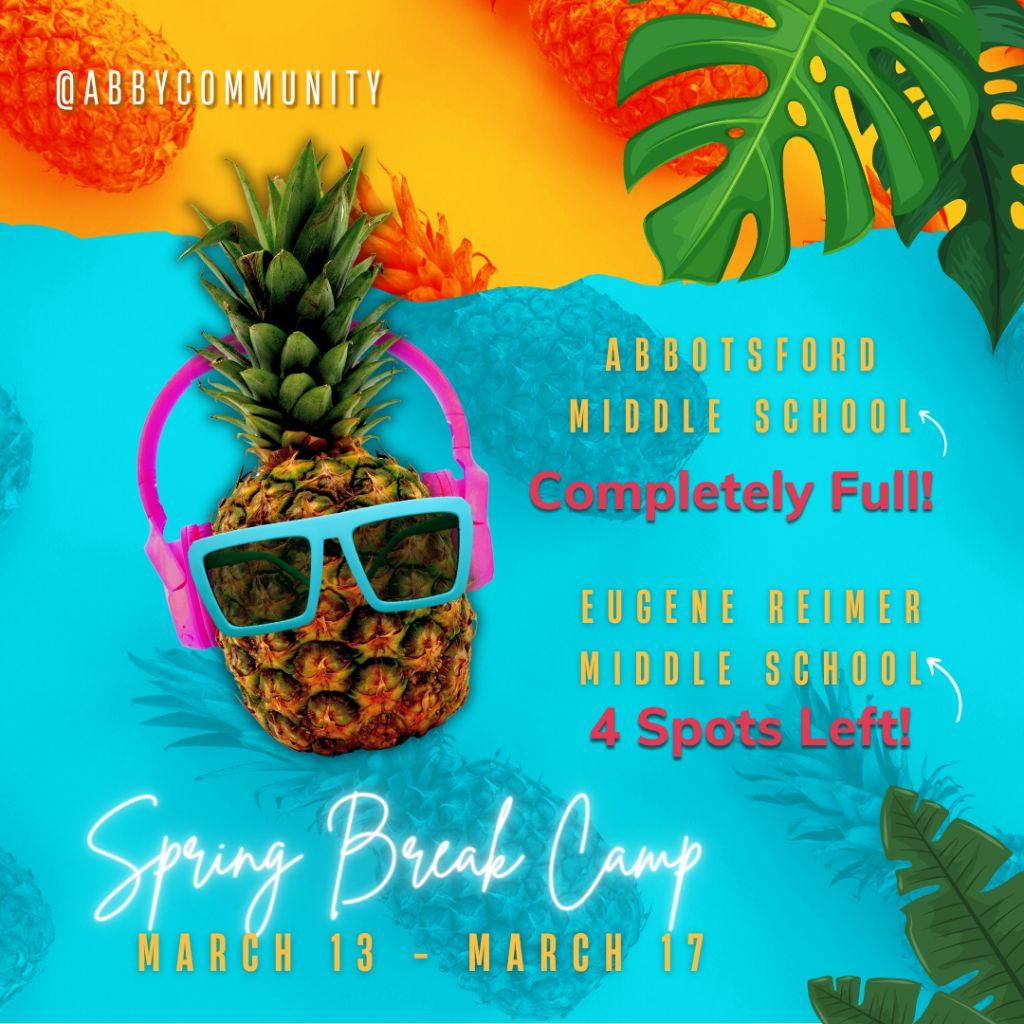 Spring Break Camps 2023 Update – Abby Community School Society